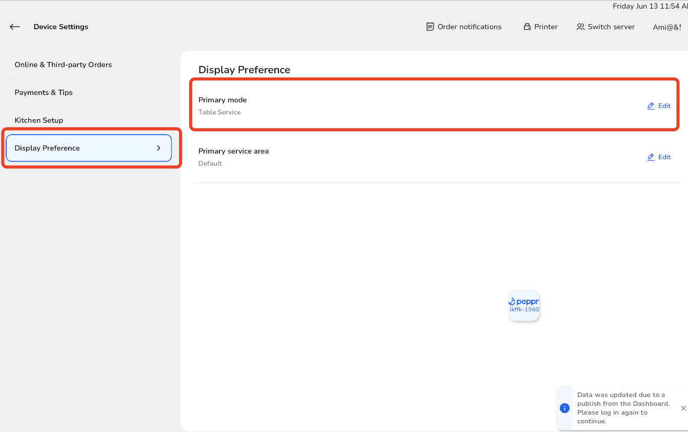 Set Primary Landing Page for the POS – Peppr