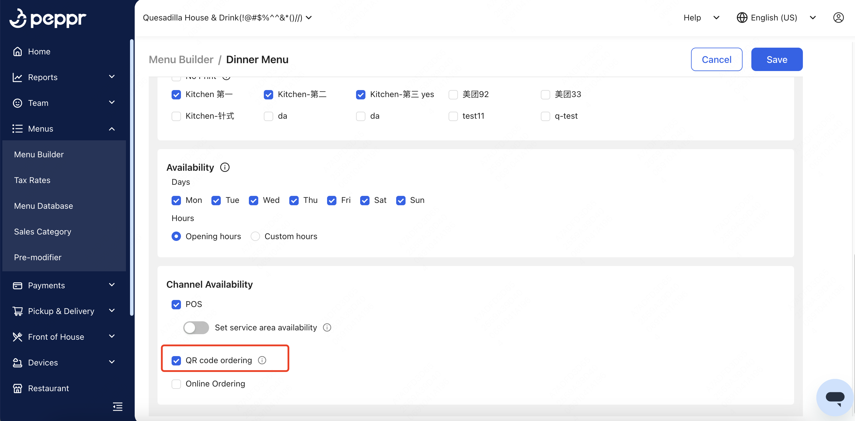QR Code Ordering Setup – Peppr