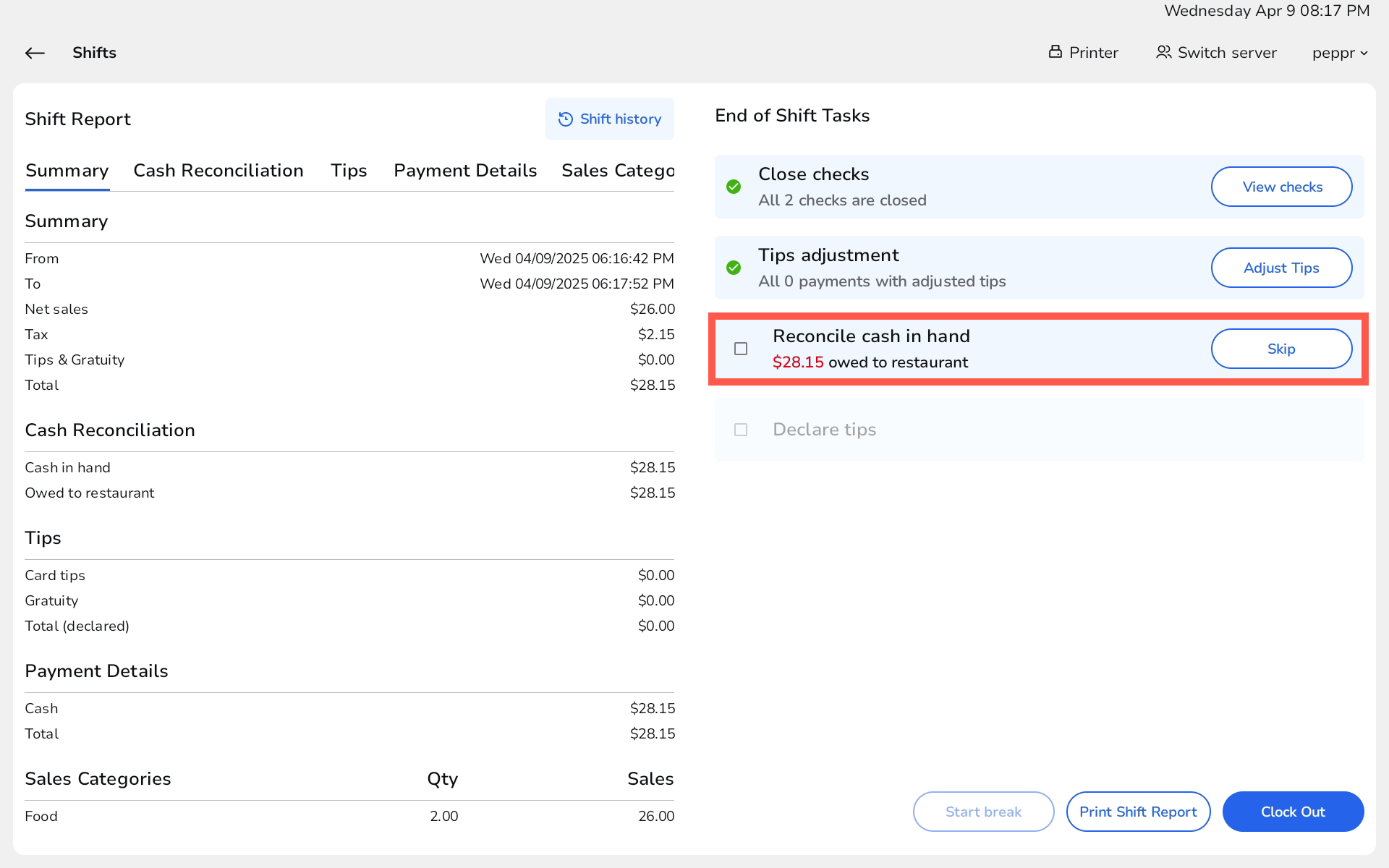 Employee Cash-in-Hand Tracking and Calculation – Peppr